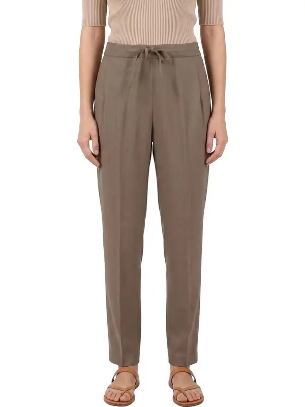 Fabiana Filippi Linen Blend Drawstring Pants - Mud