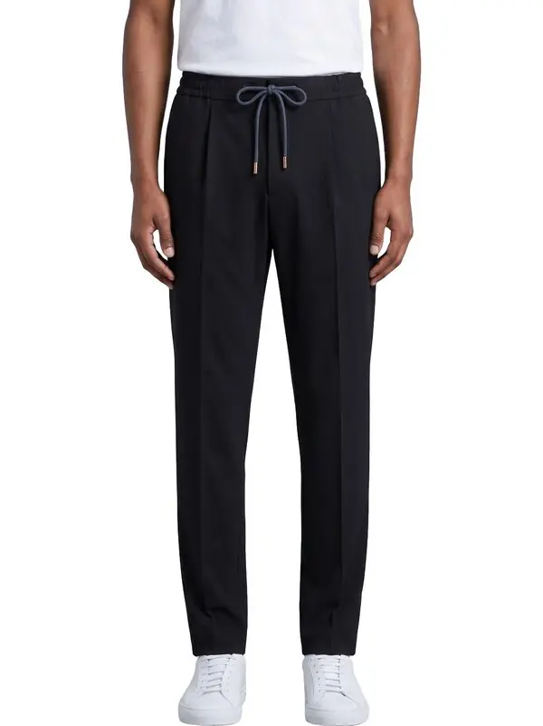 Incotex Slim Fit Virgin Wool Trousers With Drawstring Waist - Black