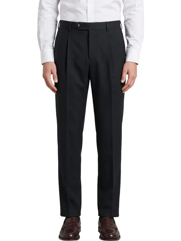 PT TORINO Slim Fit Tailored Trousers In Pure Virgin Wool - Black