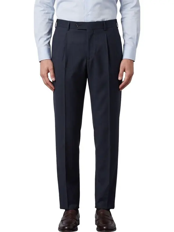 PT TORINO Slim Fit Tailored Trousers In Pure Virgin Wool - Blue