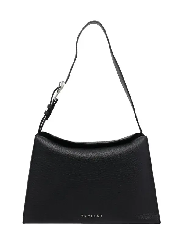 ORTIGNI Textured Leather Shoulder Bag - Black