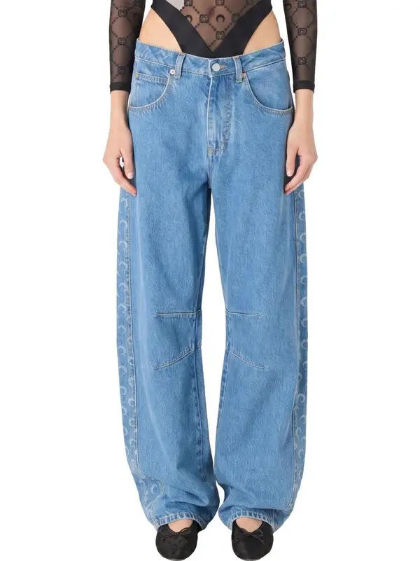 MARINE SERRE Wide Leg Jeans - Blue
