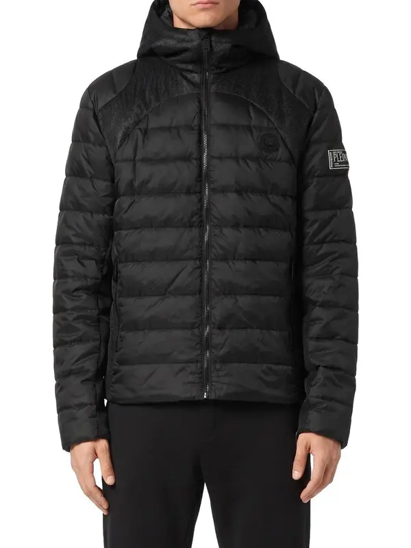 PLEIN SPORT Quilted Padded Jacket With Hood - Black