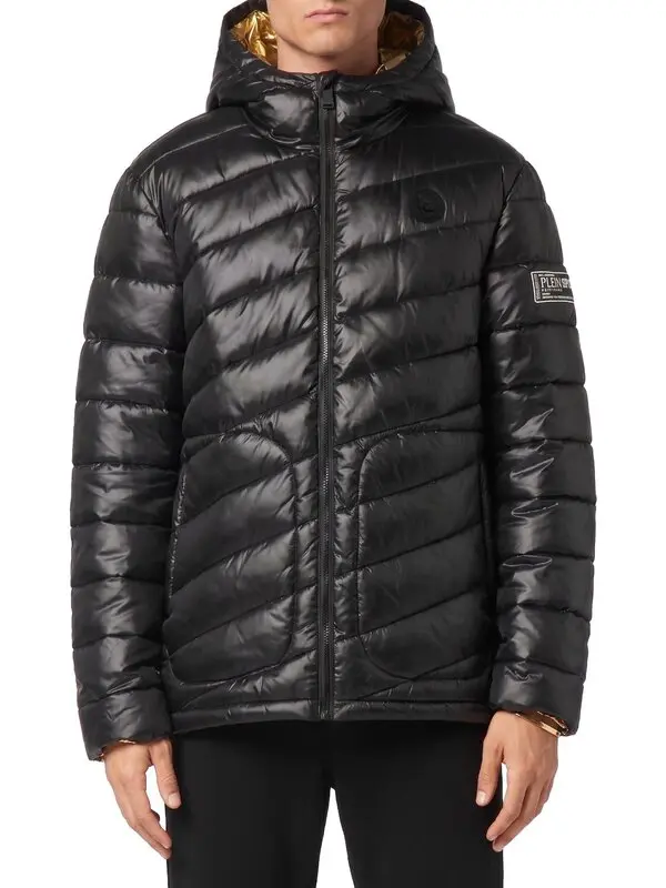 PLEIN SPORT Quilted Padded Nylon Down Jacket - Black