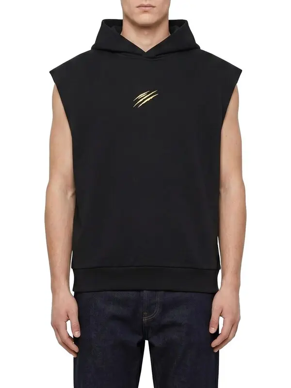 PLEIN SPORT Sleeveless Hooded Sweatshirt - Black