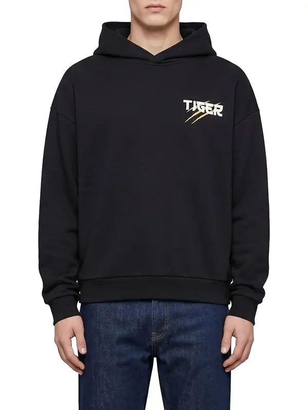 PLEIN SPORT Graphic Print Hooded Sweatshirt - Black