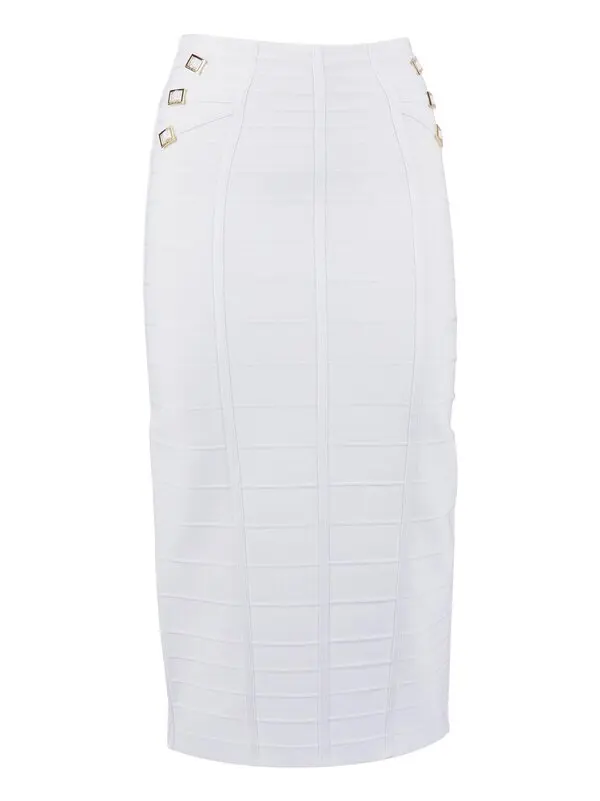 Elisabetta Franchi Knit Skirt With Embellishments - White