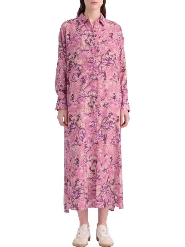 Momoni Printed Silk Midi Dress - Violet