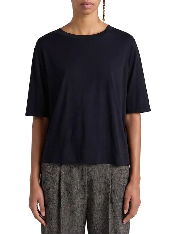 Momoni Cotton Blend Crewneck T-shirt - Black