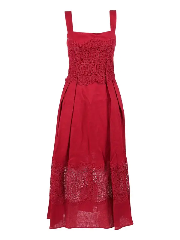 CLIPS Lace Detailed Dress - Red