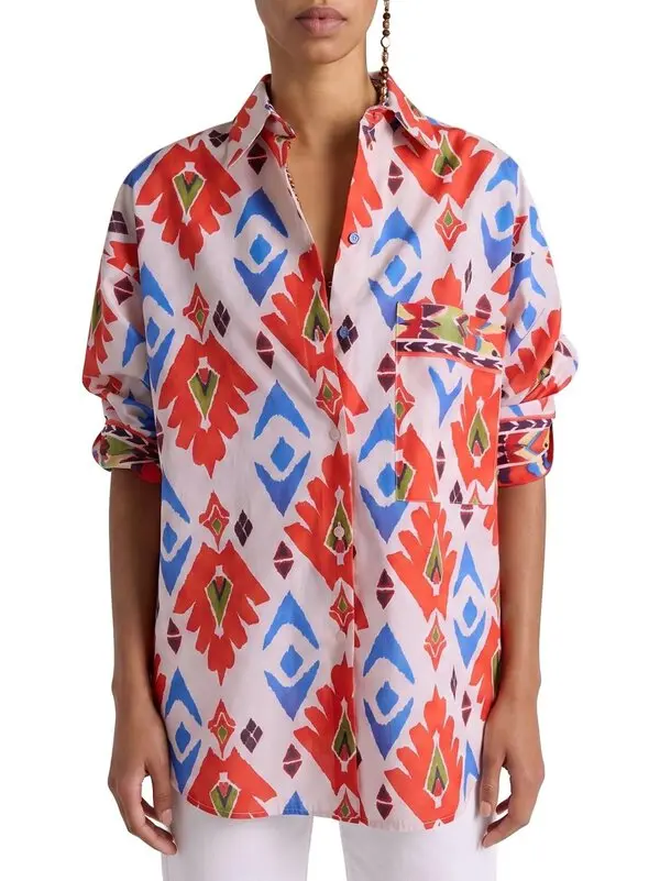 Momoni Cotton Shirt With Ethnic Print - Multicolor