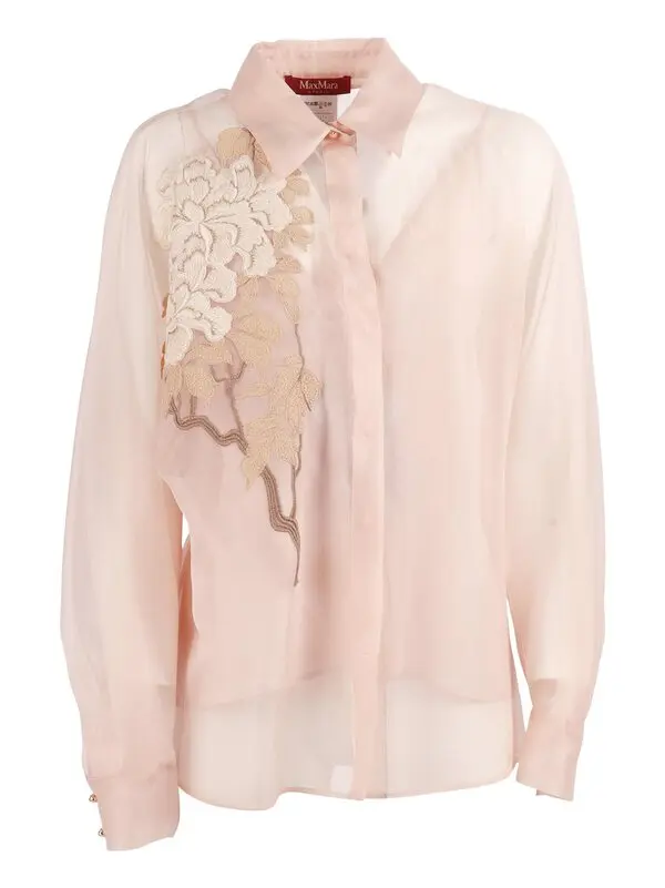 Max Mara Embellished Organza Shirt - Red