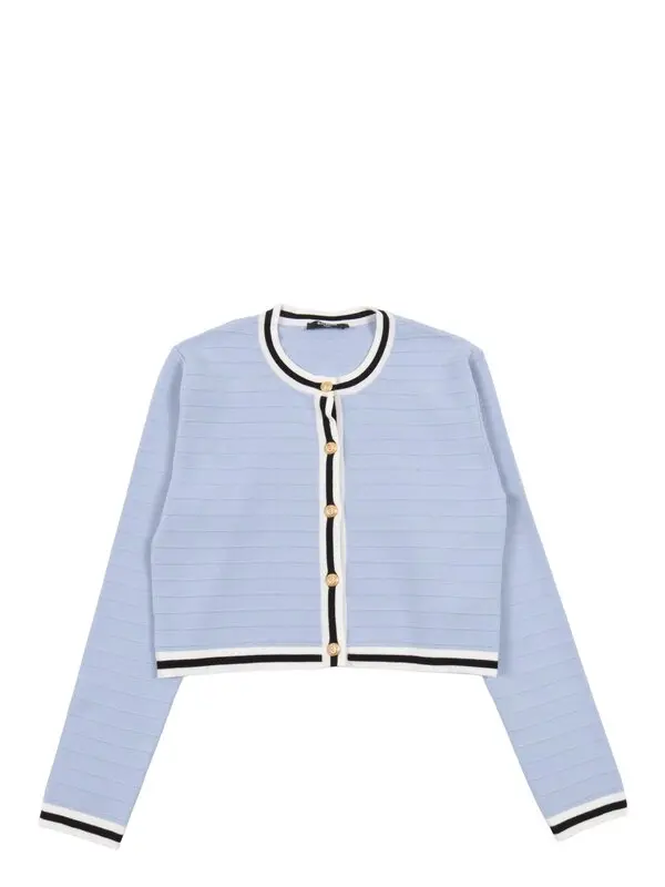 Balmain Cropped Cardigan With Button Detail - Blue