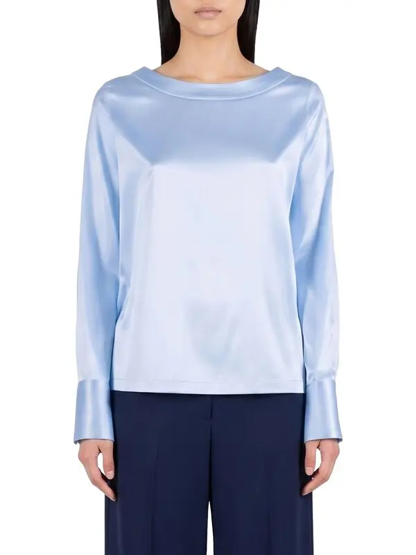 MAZZARELLI Stretch Silk Blouse - Gnawed Blue
