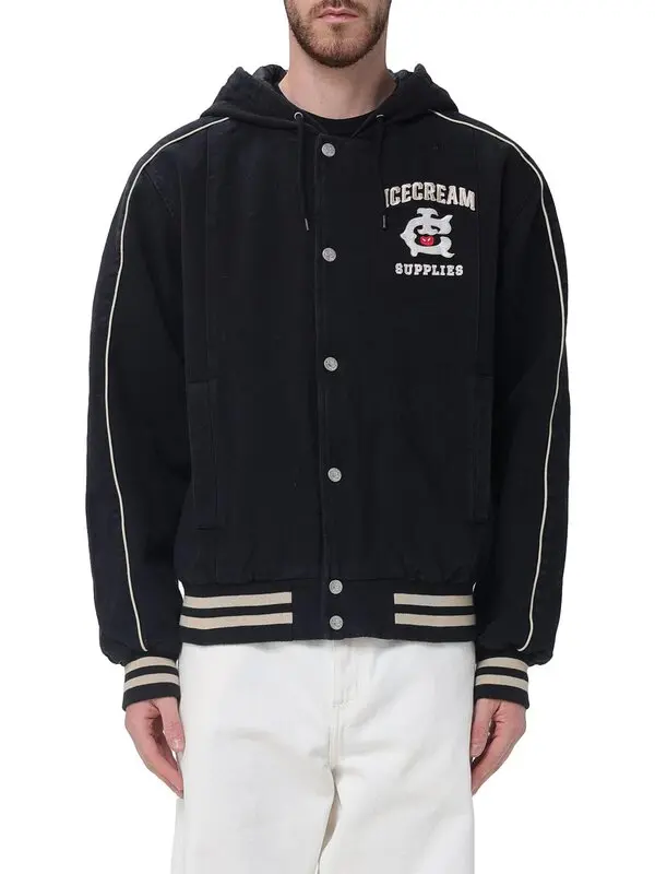 ICECREAM Embroidered Logo Varsity Jacket - Black
