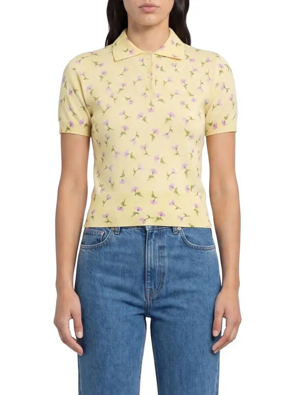 JIL SANDER Floral Print Polo Shirt - Yellow