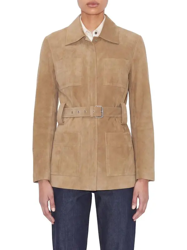 Tory Burch Belted Suede Jacket - Beige