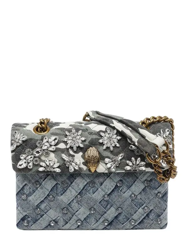 Kurt Geiger Embellished Camouflage And Denim Crossbody Bag - Blue