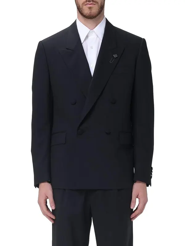 LARDINI Double Breasted Jacket - Black