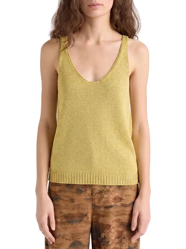 Momoni David Lurex Viscose Knit Top - Yellow