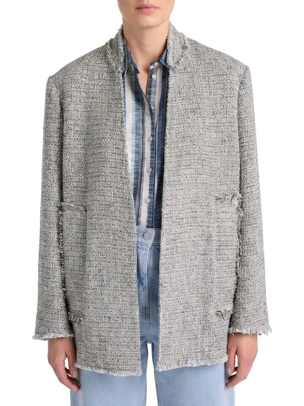 Momoni Single-breasted Textured Blazer - Sky Blue