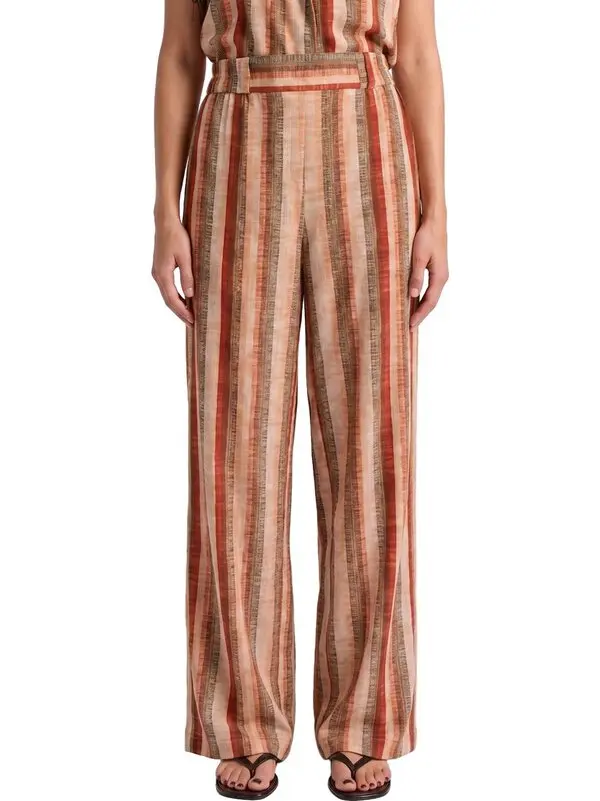 Momoni Striped Silk Palazzo Trousers - Orange
