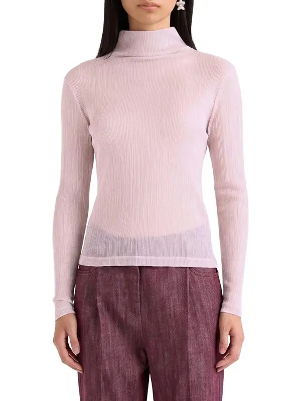 Momoni Turtleneck Long Sleeve Top - Pink