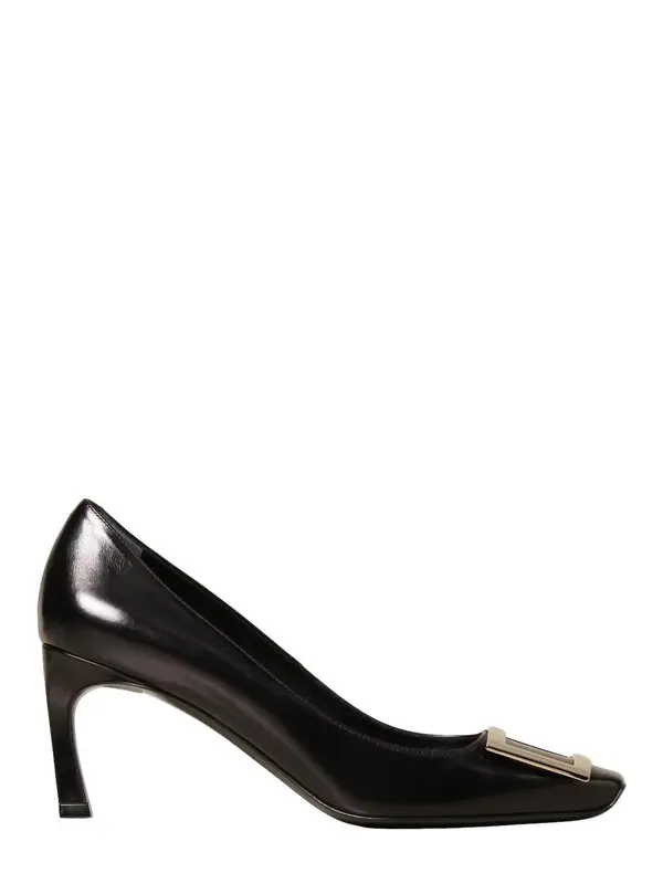 ROGER VIVIER Trompette Pumps In Leather With Square Buckle - Black