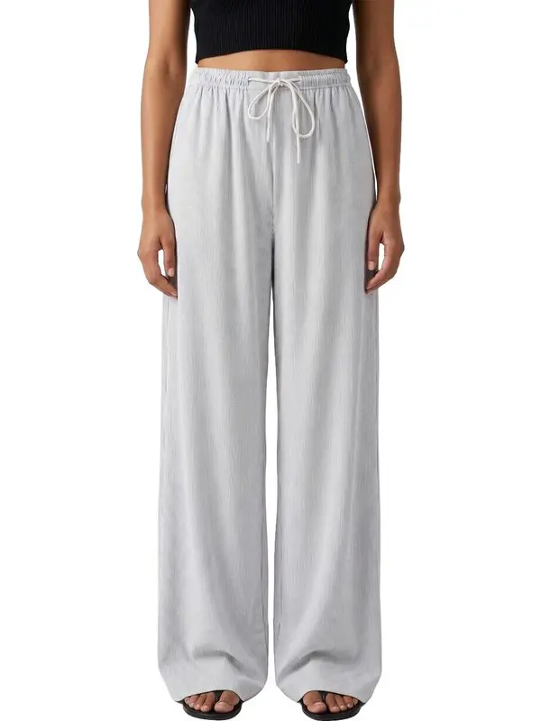 Emporio Armani Striped Crêpe Wide-leg Trousers - Beige