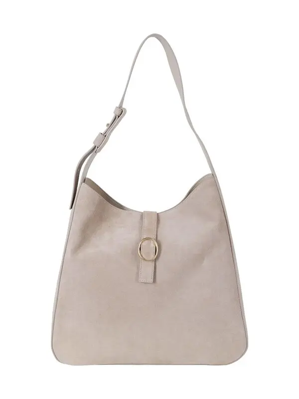 ORTIGNI Suede Shoulder Bag - Beige
