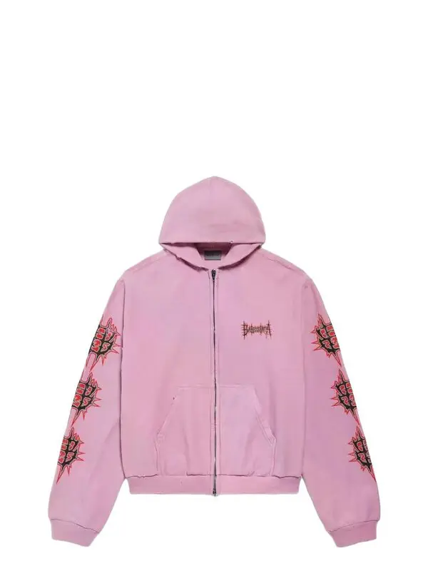 Balenciaga Sacré-cœur Graphic Print Zip-up Hoodie - Pink