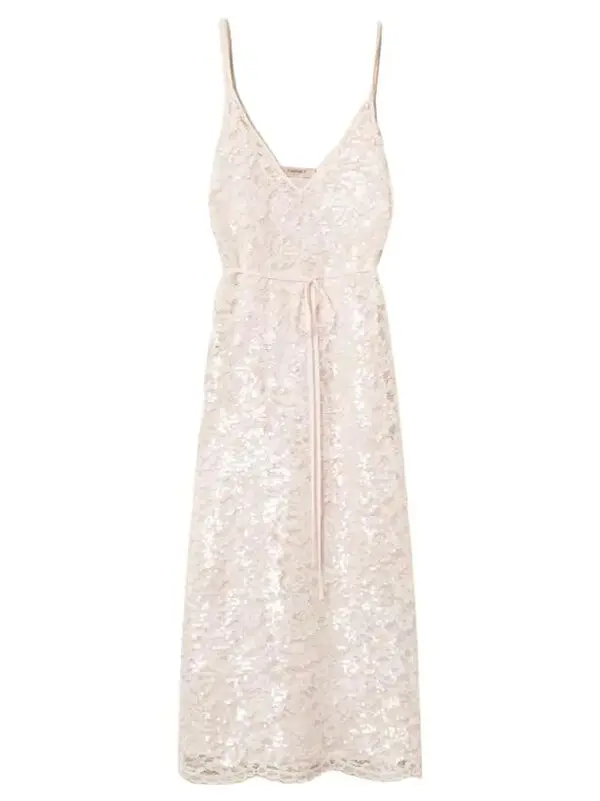 TWINSET Sequined Lace Midi Dress - Pink