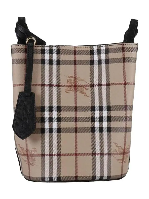 Burberry Warhorse Plaid Bucket Bag - Nude