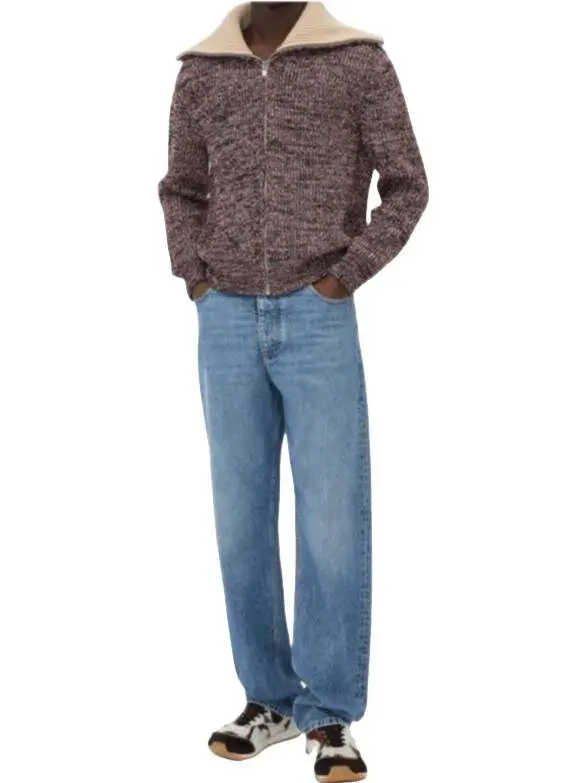 Bottega Veneta Cotton And Wool Zip-up Cardigan With Shawl Collar - Scarlet Mixed Color