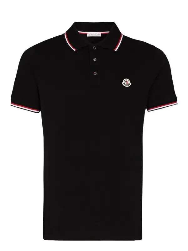 Moncler Logo Patch Short-sleeved Polo Shirt - Black