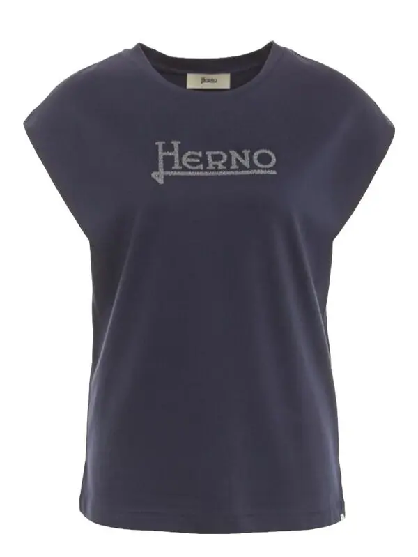 Herno Logo Embellished Crewneck T-shirt - Black