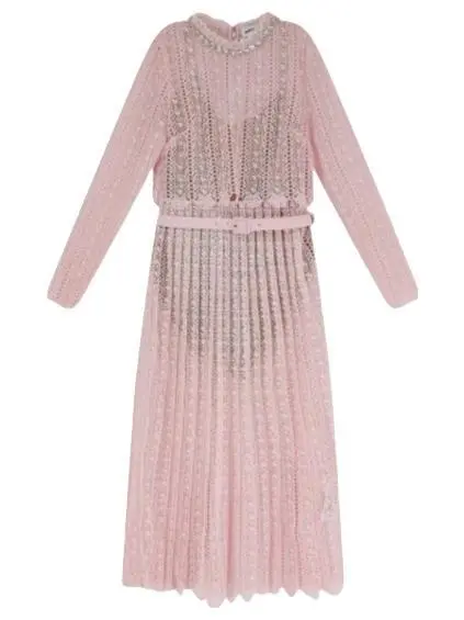 SELF-PORTRAIT Lace Midi Dress - Nude