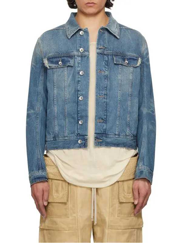 Rick Owens Distressed Trucker Denim Jacket - Blue