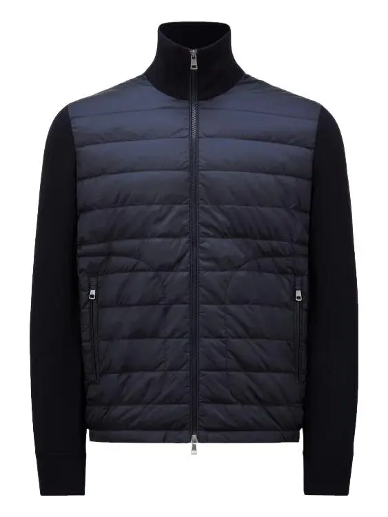 Moncler Long-sleeved Padded Cardigan - Navy Blue