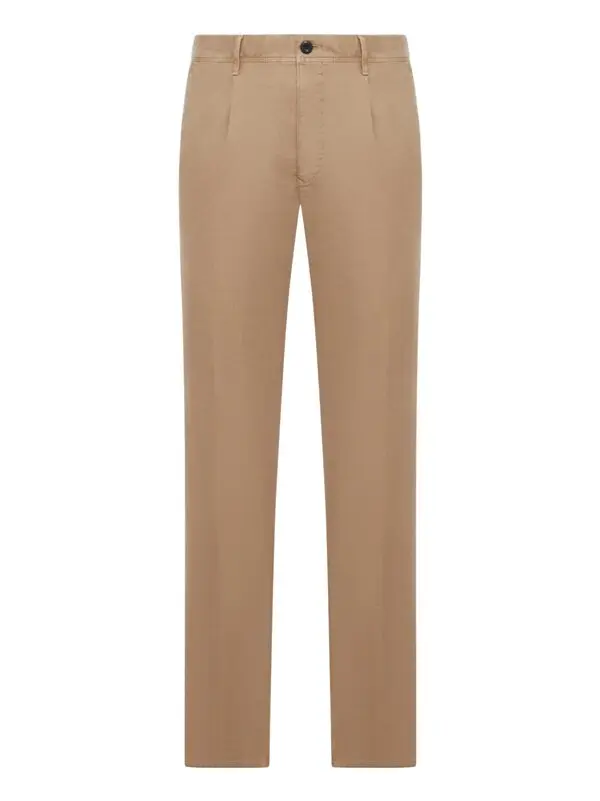 Incotex Pleated Cotton Chinos - Brown