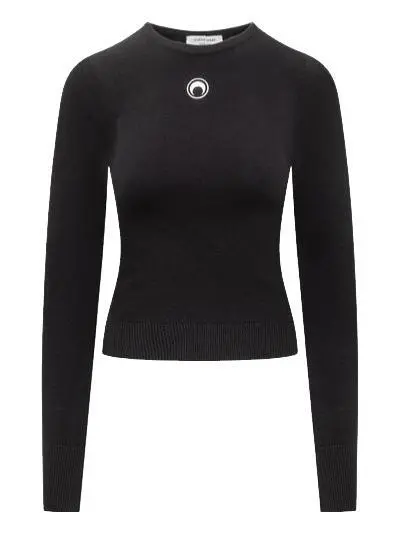 MARINE SERRE Moon Embroidered Pullover - Black