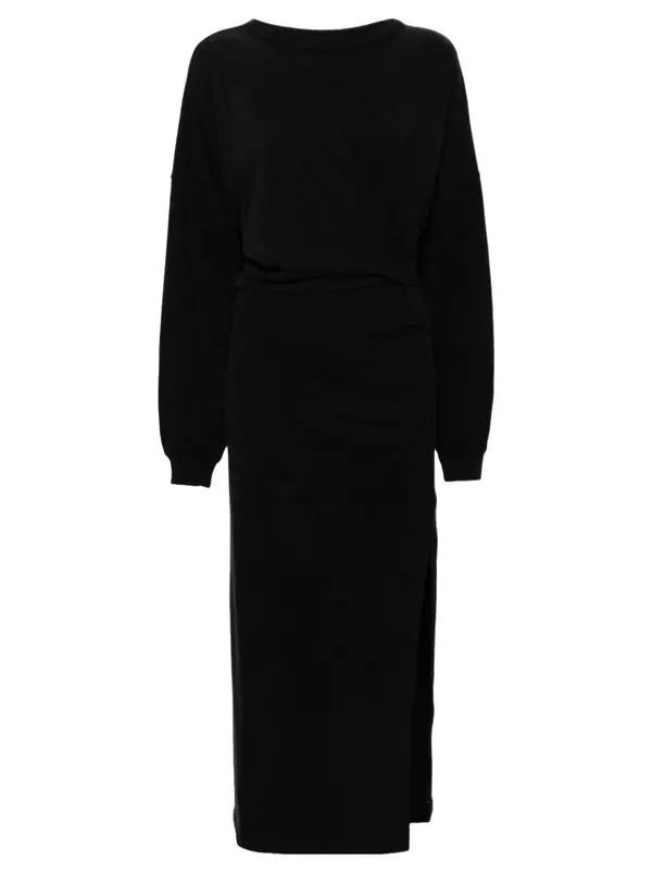 Isabel Marant Étoile Ruched Maxi Dress With Logo Embroidery - Black