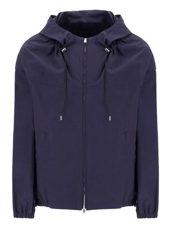 LANVIN Drawstring Hooded Windbreaker Jacket - Black
