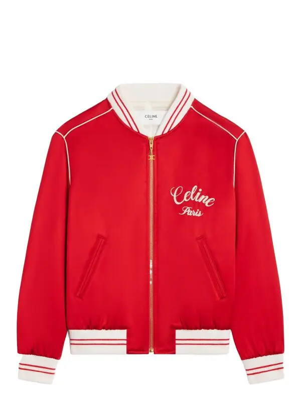 Celine Paris Teddy Jacket In Satin - Empire Red