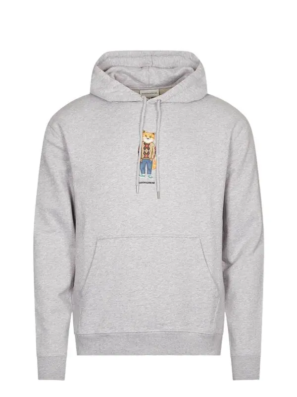 Maison Kitsuné Fox Printed Drawstring Hoodie - White