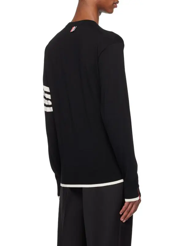 Thom Browne 4-bar Striped Crewneck Jumper - Black