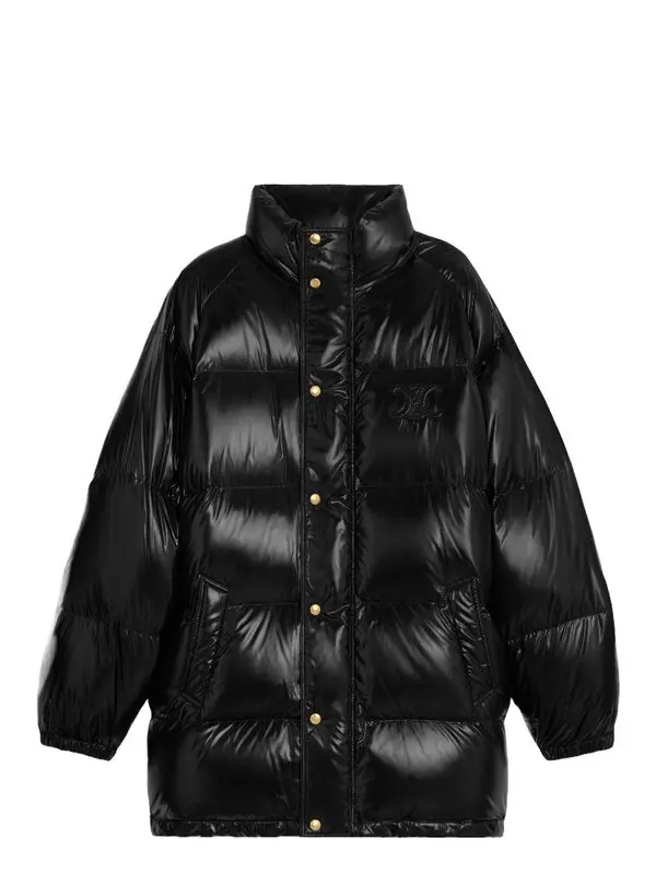 Celine Triomphe Down Jacket In Lightweight Nylon - Black