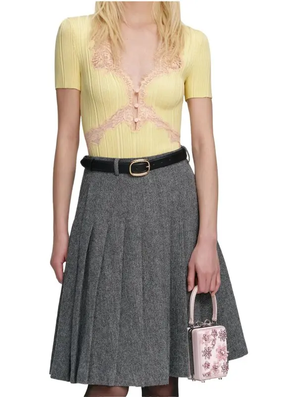 SELF-PORTRAIT Lace Knit Top - Yellow