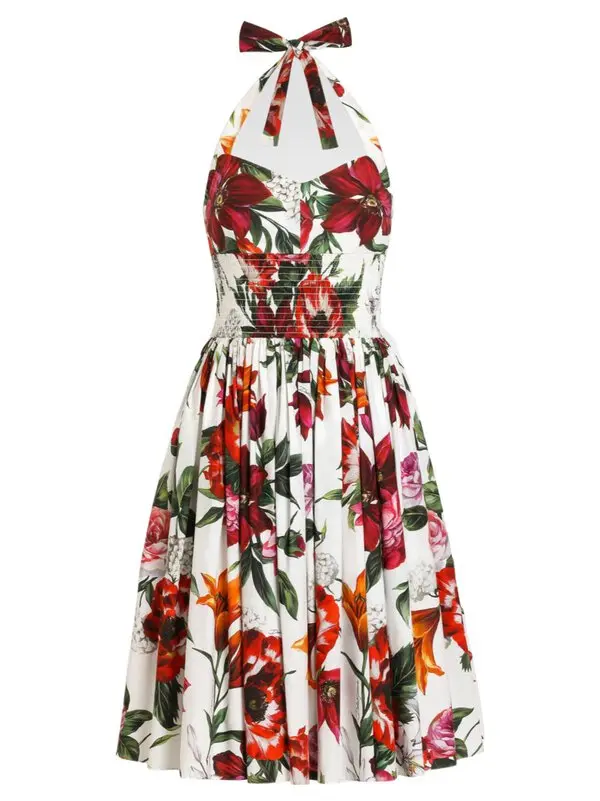 Dolce & Gabbana Floral Print Halterneck Dress - Multicolor