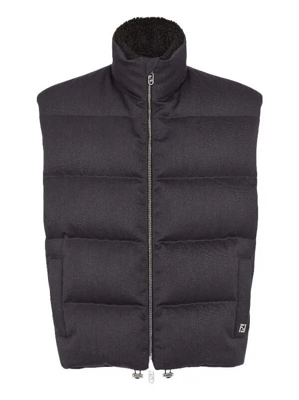 Fendi High-neck Zipped Gilet With Ff Logo Detail - Black